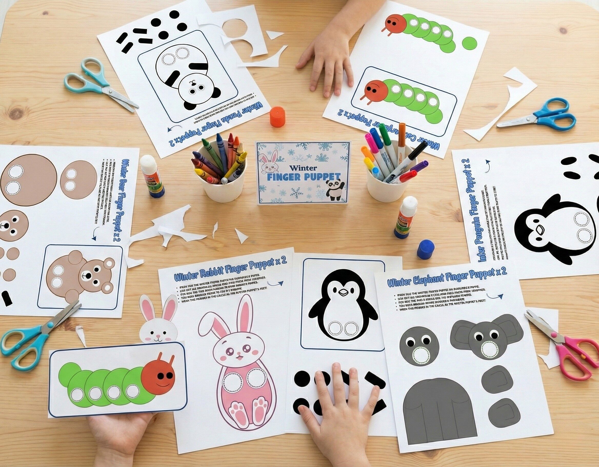 Winter Finger Puppets Printable for Kids, Winter Animal Craft PDF ...